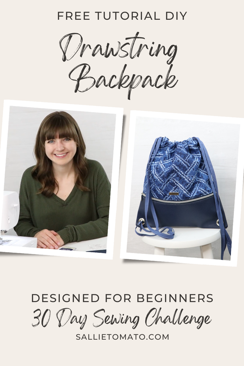 DIY Drawstring Backpack Tutorial | Days 21-24 of 30 Day Sewing Challen ...