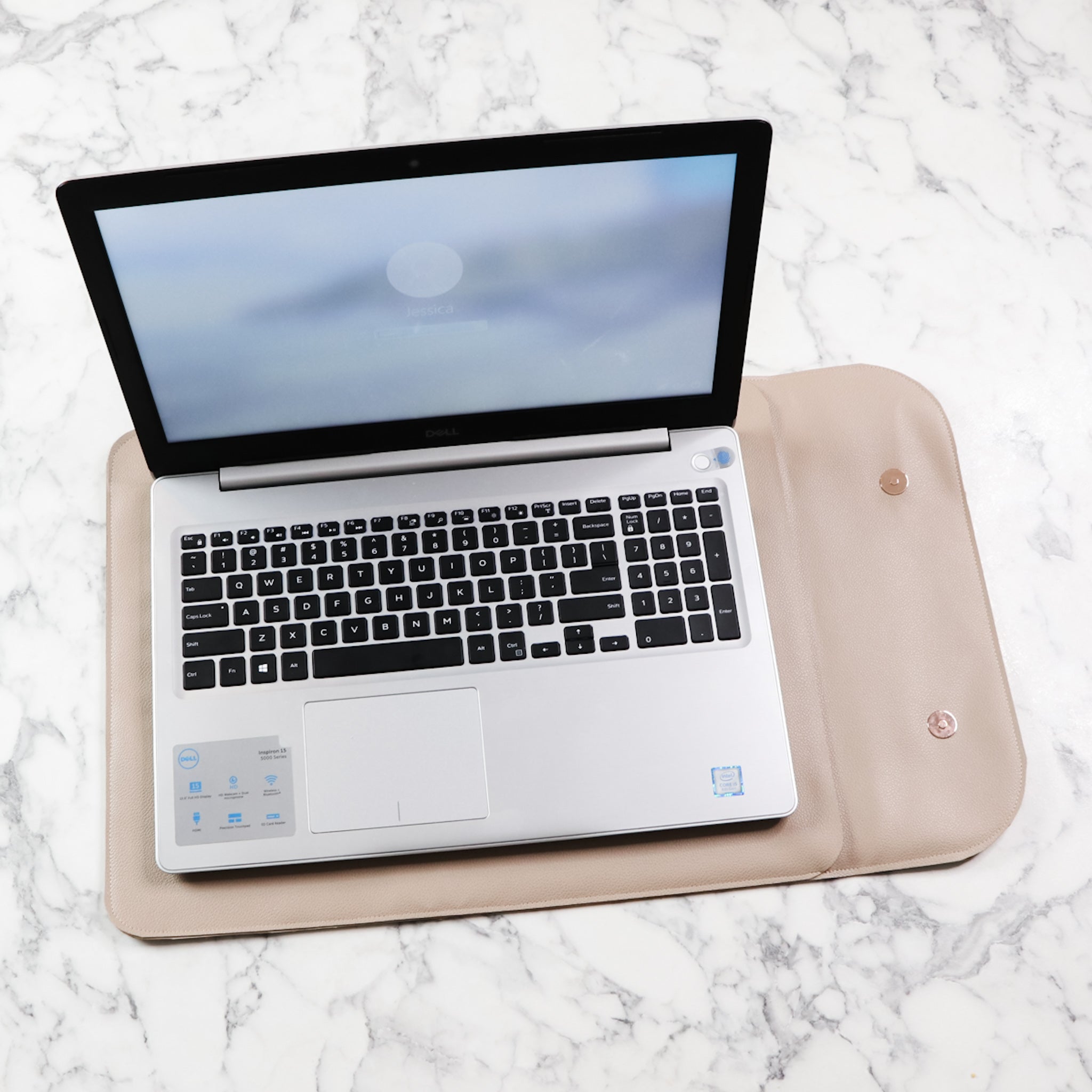 Sample Sale - Leanne - Beige Pebble Faux Leather- XL Laptop – Sallie Tomato